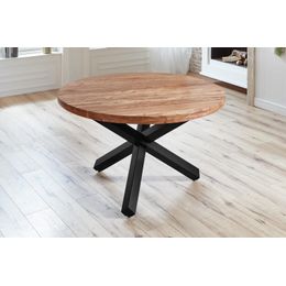 Esstisch RUNA / naturfarben / 140 cm / Stern-Gestell Schwarz