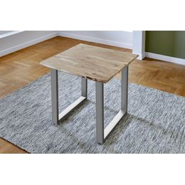 Baumkantentisch LUBIN / naturfarben / 90x90 / U-Gestell Silber