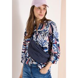 Langarmbluse Cecil, Damen, Gr. L (42), universal blau, Web, 100% Baumwolle, gemustert, klassisch normal, Rundhals, B&uuml;ndchen, Blusen, aus reiner Baumwolle