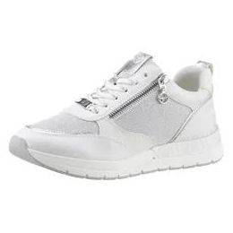 Keilsneaker Tamaris, Damen, Gr. 36, silber (wei&szlig;, silberfarben), Lederimitat, Textil, Schuhe Sneaker, Freizeitschuh, Halbschuh, in schmaler Form, vegane Verarbeitung