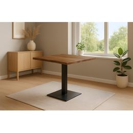 Bistrotisch IRIS / Akazie honigfarben / 80x80 / S&auml;ulen-Gestell eckig Schwarz
