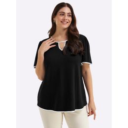 sheego Gro&szlig;e Gr&ouml;&szlig;en Shirt in leicht ausgestellter Form, schwarz-champagner, Gr&ouml;&szlig;e 44/46 - Damen