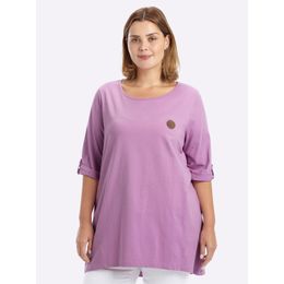 sheego Damen Longshirt in kaschierender A-Linie, orchidee, Gr&ouml;&szlig;e 44/46