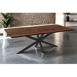 Esstisch JOSY / nussbaumfarben / 200x100 / Spider-Gestell Schwarz
