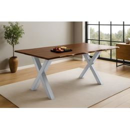 Baumkantentisch ROXANA / 200x100 / X-Gestell Silber