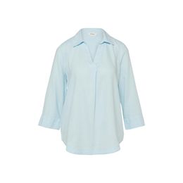 Hemdbluse s.Oliver, Damen, Gr. 44, sky blau, Web, Obermaterial: 52% Leinen, 48% Viskose, unifarben, regular fit normal, V-Ausschnitt, Manschette, Blusen Hemdbluse, mit 3/4-&Auml;rmeln