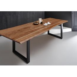 Baumkantentisch MILO / naturfarben / 320x100 / U-Gestell Schwarz
