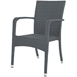 Stapelstuhl Garden Pleasure "LONDON", grau (grau, grau, grau), B:55cm H:87cm T:57cm, Kunststoff, St&uuml;hle, Stapelstuhl, 2er Set, auch f&uuml;r die Gastronomie geeignet