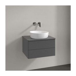 Villeroy & Boch Villeroy und Boch Antao Waschtisch-Unterschrank L18150GK mit Beleuchtung, 2 Ausz&uuml;ge, 600 x 360 x 500 mm, Front mit Struktur, Anthracite Matt Lacquer / Anthracite Matt Lacquer
