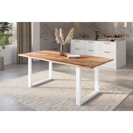 Baumkantentisch POLLY / naturfarben / 240x100 / U-Gestell Wei&szlig;