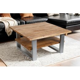 Couchtisch PATRICK / Mango naturfarben / 90x90 / U-Gestell Silber