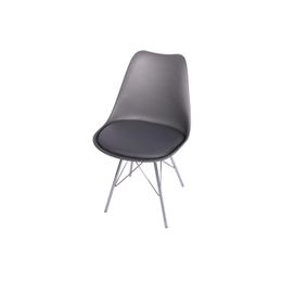 Schalenstuhl LEKUES / Grau / 55 cm / Metallgestell Chrom