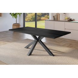 Esstisch Julius / Holz Grau-Optik / 220x100 / Spider-Gestell Schwarz