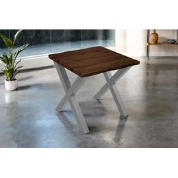 Esstisch JOSY / nussbaumfarben / 80x80 / X-Gestell Silber