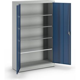 Mauser Schwerlast-Fl&uuml;gelt&uuml;rschrank, HxB 1950 x 1200 mm, Tiefe 420 mm, lichtgrau/enzianblau