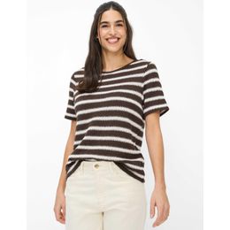 Kurzarmshirt Brax "Style CIRA S", Damen, Gr. 38, dunkelbraun, 75% Baumwolle, 25% Polyester, Rundhals, Shirts
