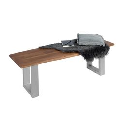 Sitzbank ANNI / nussbaumfarben / 140 cm / U-Gestell Silber