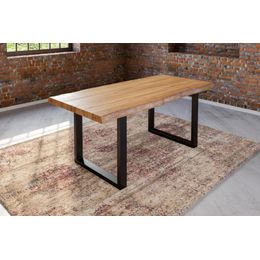 Baumkantentisch UTRECHT / naturfarben / 220x100 / U-Gestell Schwarz