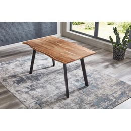 Baumkantentisch LAXMI / naturfarben / 140x80 / Vierfu&szlig;-Gestell Schwarz