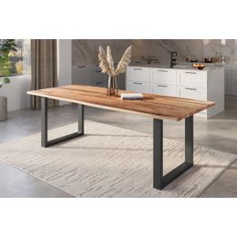 Baumkantentisch POLLY / naturfarben / 300x100 / U-Gestell Schwarz