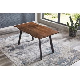 Baumkantentisch LAXMI / nussbaumfarben / 180x90 / Vierfu&szlig;-Gestell Schwarz