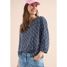Longbluse Cecil, Damen, Gr. M (40), universal blau, Stoff, 95% Viskose, 5% Metallfasern, gemustert, klassisch normal, Rundhals, elastischer Bund, Blusen Longbluse, mit geschlitztem Rundhalsausschnitt