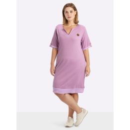 sheego Gro&szlig;e Gr&ouml;&szlig;en Shirtkleid mit Kontrast-Ringelstoff, orchidee, Gr&ouml;&szlig;e 58 - Damen