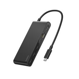 Belkin Laptop-Dockingstation "Connect 8-in-1 USB-C Hub mit Dual USB-C Ports", schwarz, B:10mm H:2mm T:14,5mm, Dockingstationen