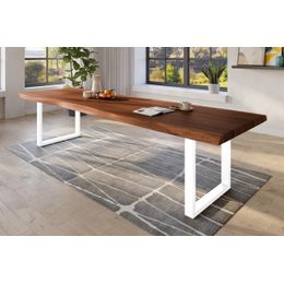 Esstisch Titan / nussbaumfarben / 300x110 / U-Gestell Wei&szlig;