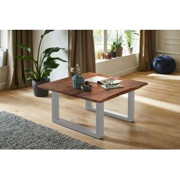 Couchtisch NOAH / nussbaumfarben / 90x90 / U-Gestell Silber