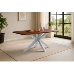 Baumkantentisch ROXANA / 180x90 / Spider-Gestell Silber