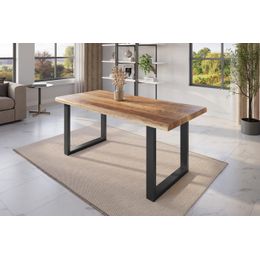 Baumkantentisch ATLAS 200 / Mango roughfarben / 200x100 / U-Gestell Schwarz