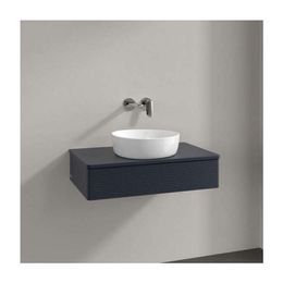 Villeroy & Boch Villeroy und Boch Antao Waschtisch-Unterschrank L08150HG mit Beleuchtung, 1 Auszug, 800 x 190 x 500 mm, Front mit Struktur, Midnight Blue Matt Lacquer / Midnight Blue Matt Lacquer