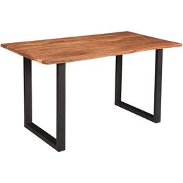 Baumkantentisch INSA / naturfarben / 130x75 / U-Gestell Schwarz