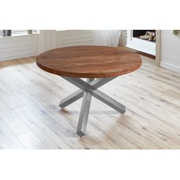 Esstisch RUNA / nussbaumfarben / 140 cm / Stern-Gestell Silber