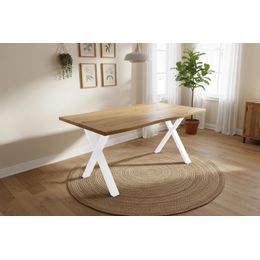Esstisch DUA / 140x80 / X-Gestell Wei&szlig;