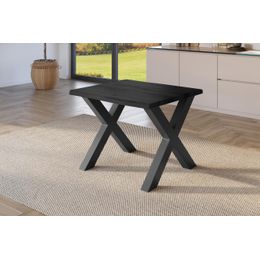 Esstisch Julius / Holz Grau-Optik / 80x80 / X-Gestell Schwarz