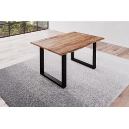 Baumkantentisch MAILAND / naturfarben / 120x80 / U-Gestell Schwarz