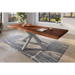 Esstisch Titan / nussbaumfarben / 260x110 / Spider-Gestell Silber
