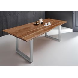 Baumkantentisch MILO / naturfarben / 240x100 / U-Gestell Silber
