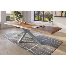 Esstisch Titan / naturfarben / 300x110 / Spider-Gestell Silber