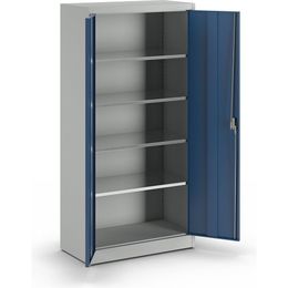 Mauser Schwerlast-Fl&uuml;gelt&uuml;rschrank, HxB 1950 x 950 mm, Tiefe 500 mm, lichtgrau/enzianblau