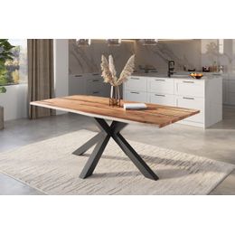 Baumkantentisch POLLY / naturfarben / 240x100 / Spider-Gestell Schwarz