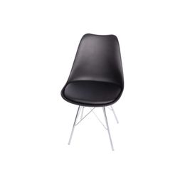 Schalenstuhl LEKUES / Schwarz / 55 cm / Metallgestell Chrom