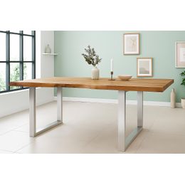 Baumkantentisch CALI 280 / naturfarben / 280x100 / U-Gestell Silber