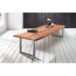 Baumkantentisch VALIN XL / naturfarben / 260x110 / U-Gestell Silber