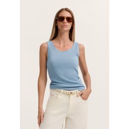 T-Shirt Bugatti, Damen, Gr. XXL, 340, blaugrau, 65% Viskose, 27% Baumwolle, 8% Elasthan, unifarben, normal, Rundhals, Shirts T-Shirt, gerippt Jersey aus Viskosemischung