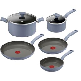 Pfannen-Set Tefal "Cera Color", blau, grau, Pfannen, Go Ceram Keramik-Antihaftbeschichtung, Thermo-Signal, Induktion
