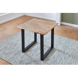Baumkantentisch LUBIN / naturfarben / 90x90 / U-Gestell Schwarz