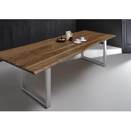 Baumkantentisch MILO / naturfarben / 320x100 / U-Gestell Silber